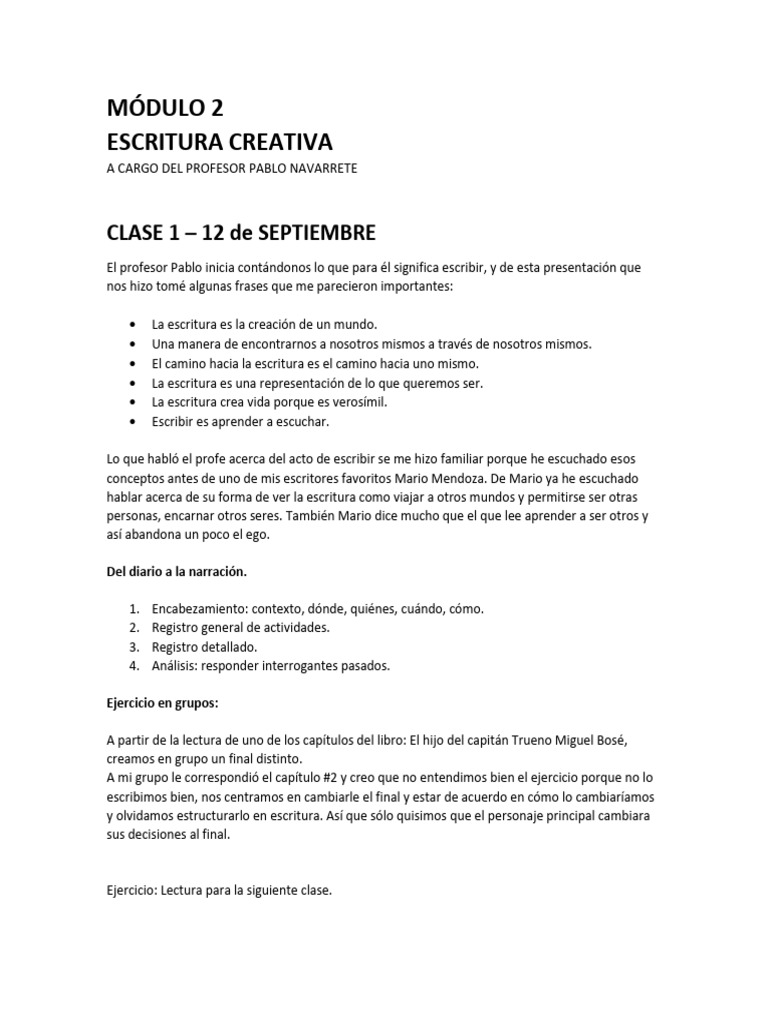 Bitácora Escritura Creativa | PDF | Maestros | Color