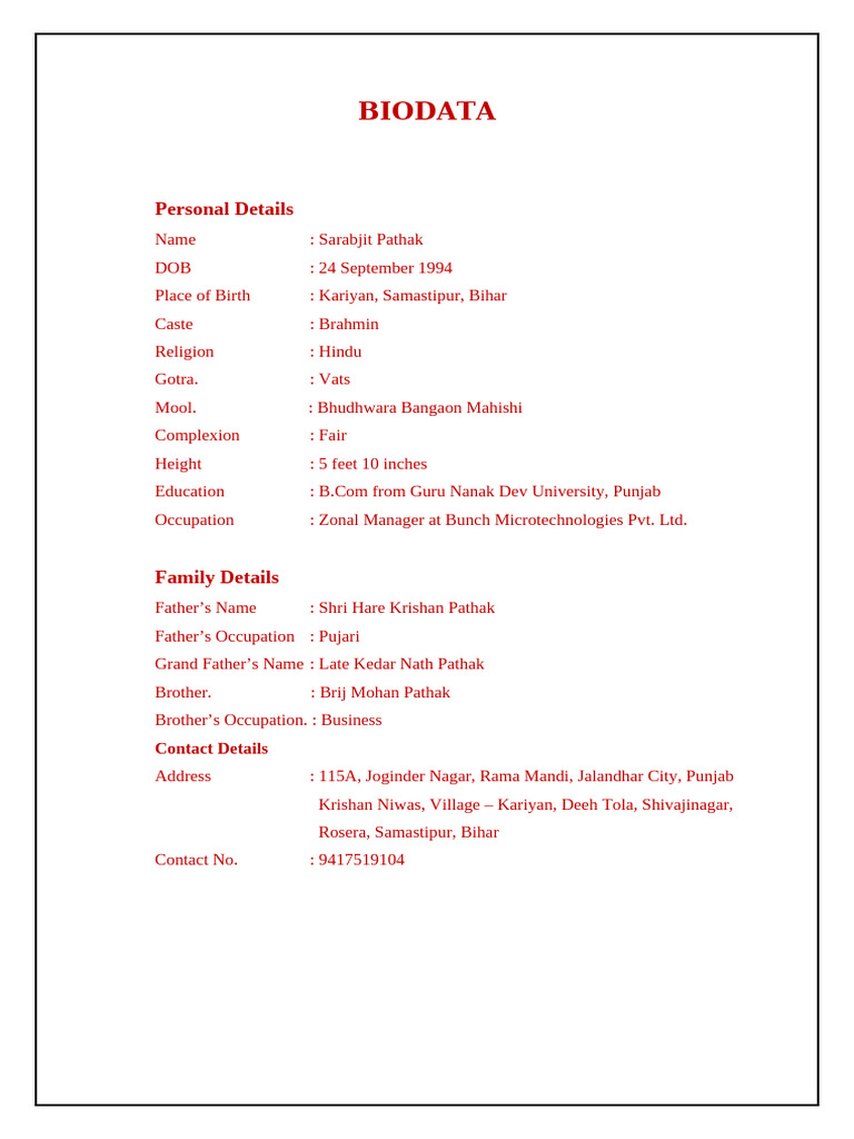 Marriage-biodata-format-2 (1) | PDF
