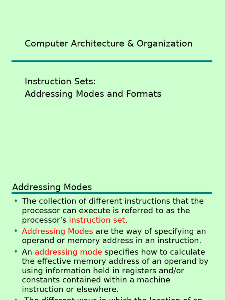 6.3 - Instruction Sets Addressing Modes | PDF | Computer Programming | Digital Electronics