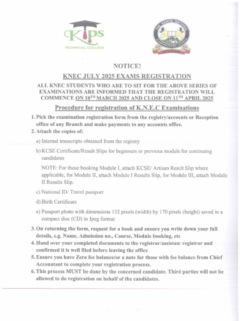 Knec July 2025 Notice | PDF