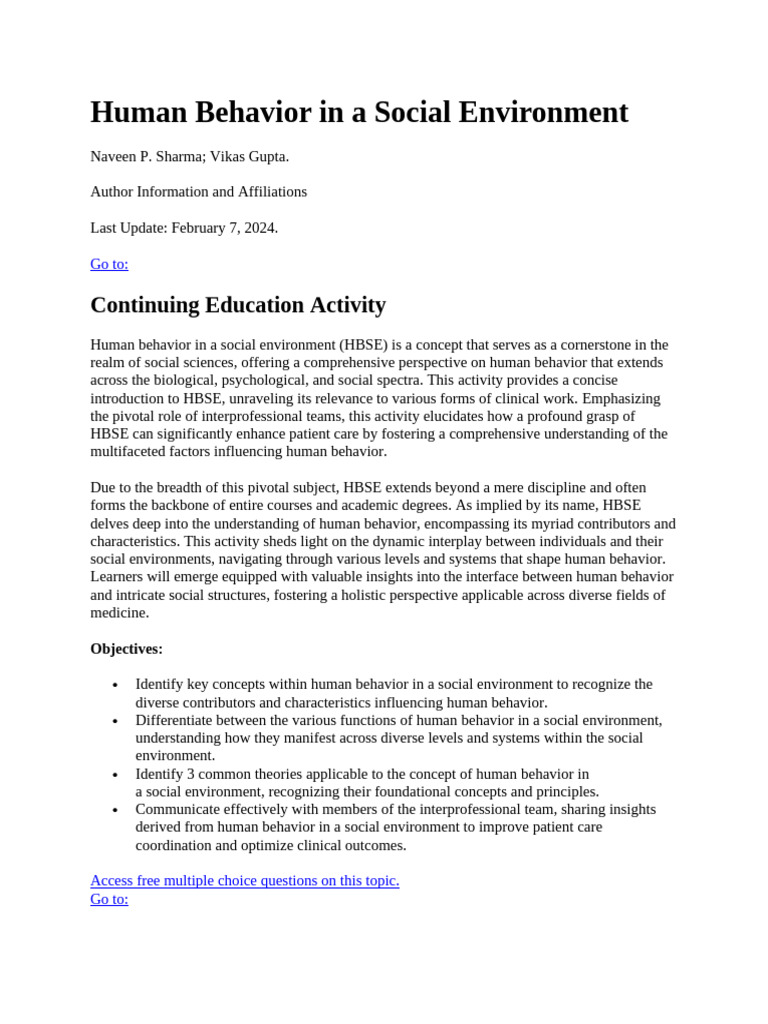 Human Behavior in a Social Environment | PDF | Classical Conditioning ...