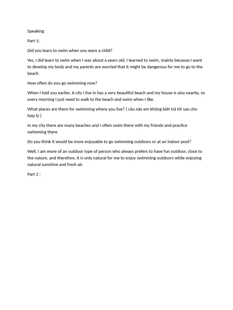 Speaking Homework | PDF