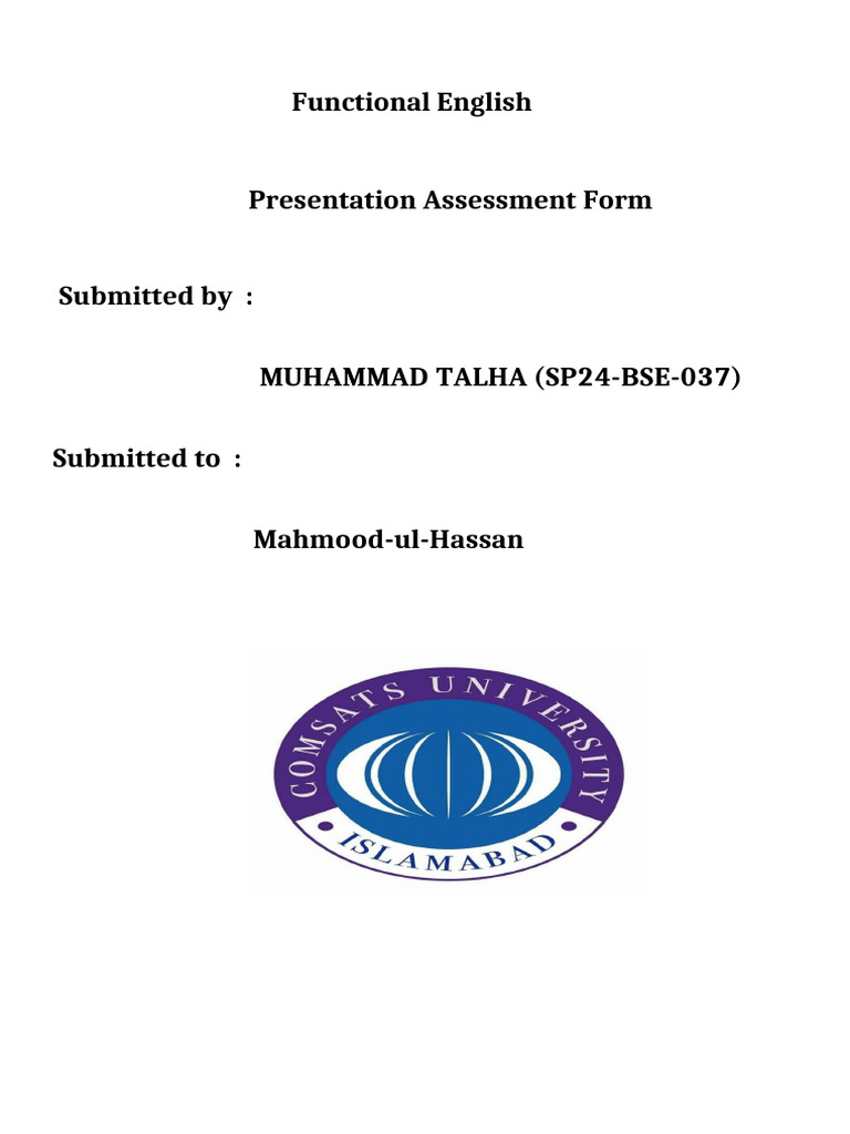 Cleaned Presentation Assessment Form | PDF