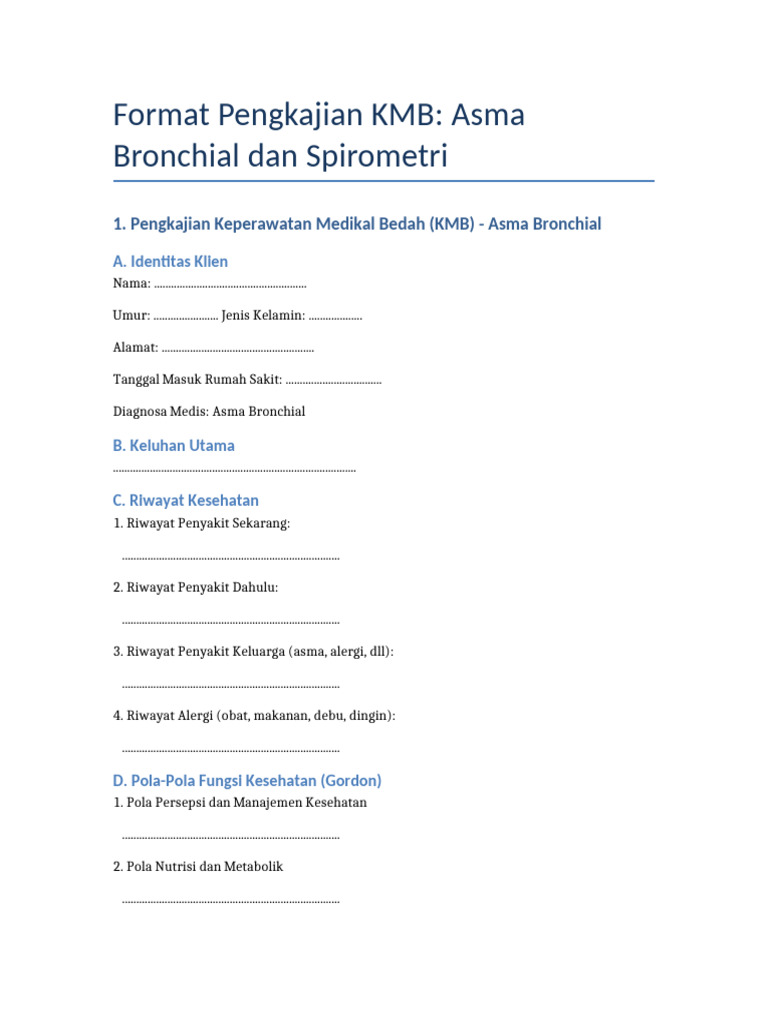 Format Pengkajian KMB Asma Spirometri | PDF