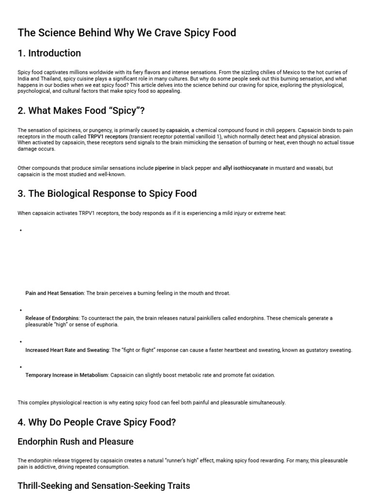 The Science Behind Why We Crave Spicy Food | PDF | Chili Pepper | Senses