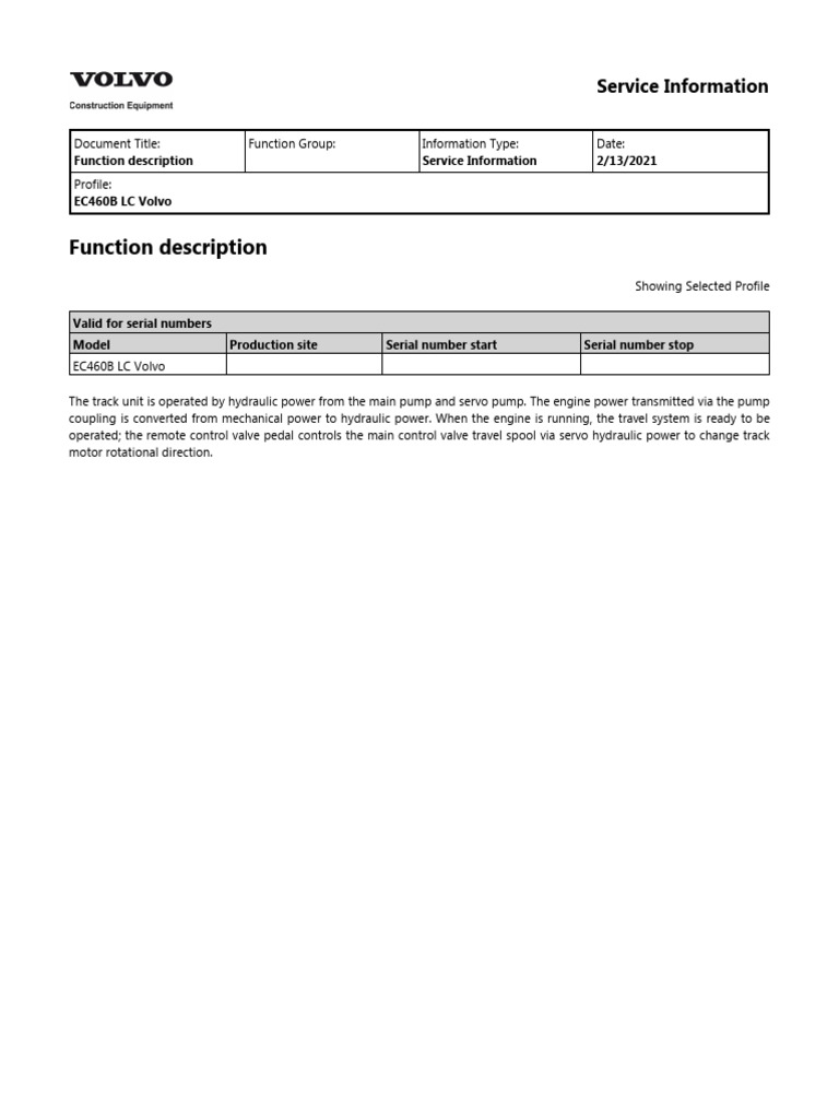 Ec460blc Track Gearbox Description | PDF | Gear | Manufactured Goods