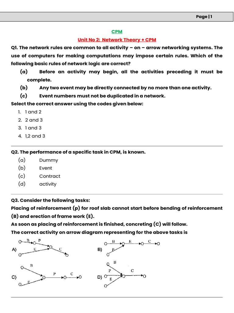 CPM Task Performance and Network Rules | PDF | Applied Mathematics