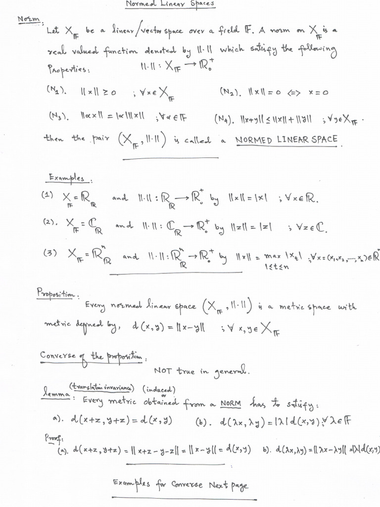 CH-1. Normed Linear Spaces | PDF