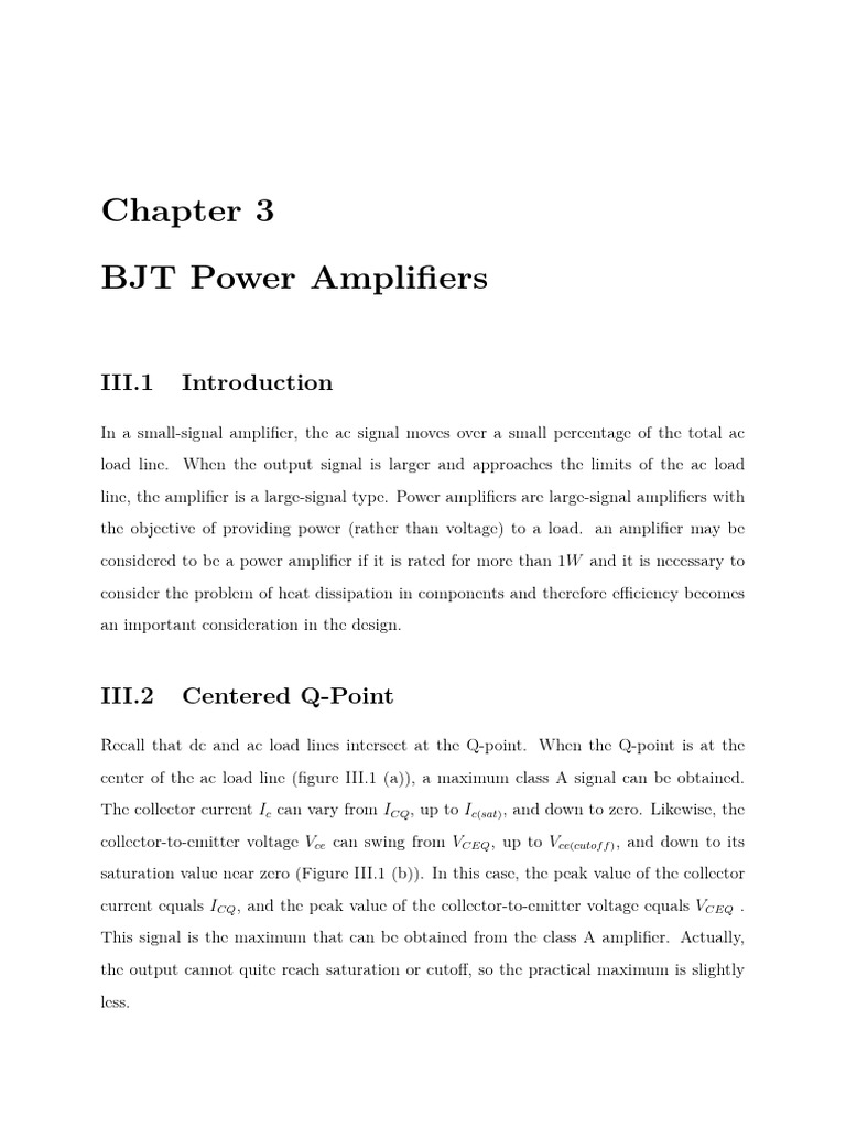 BJT Power Amplifiers Cours | PDF | Amplifier | Bipolar Junction Transistor