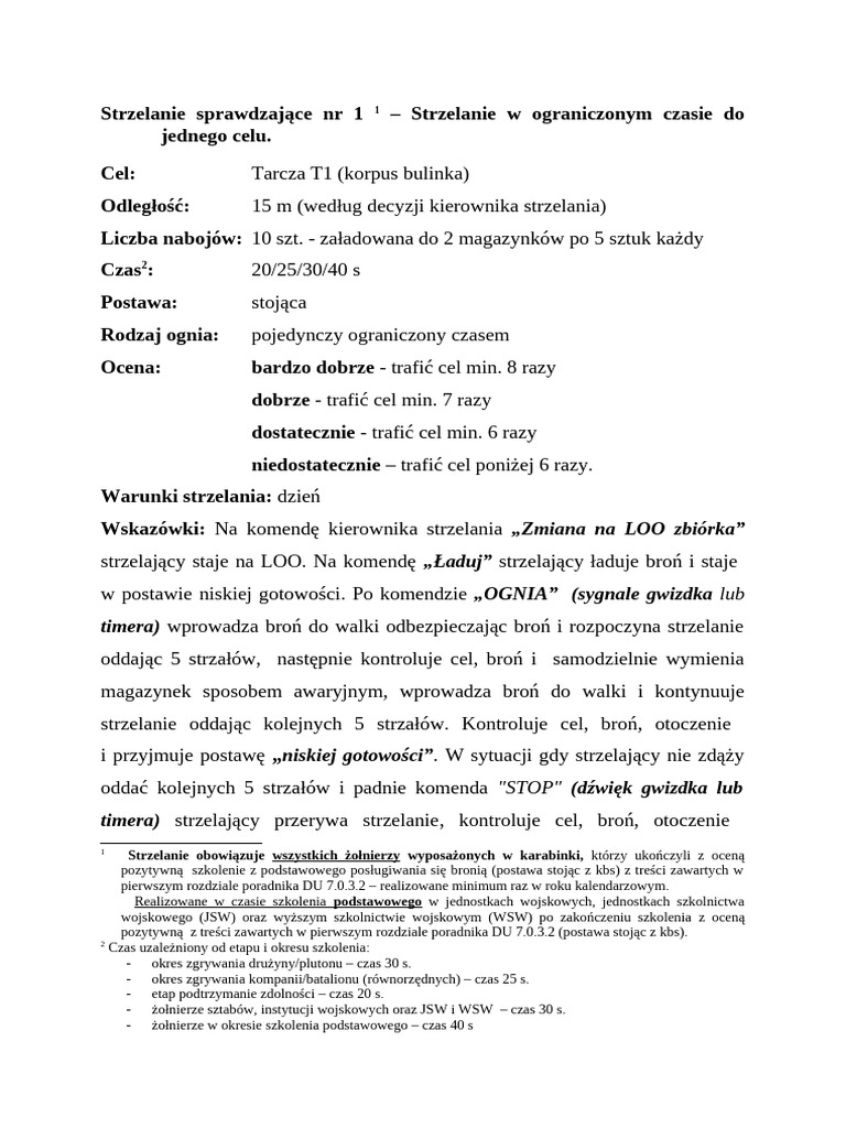 Strzelanie Sprawdzające NR 1 Kbs | PDF