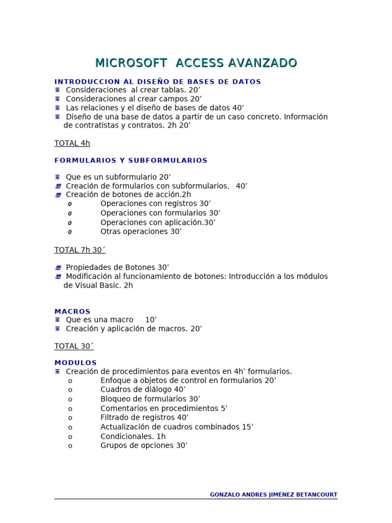 Temario Access Avanzado | PDF