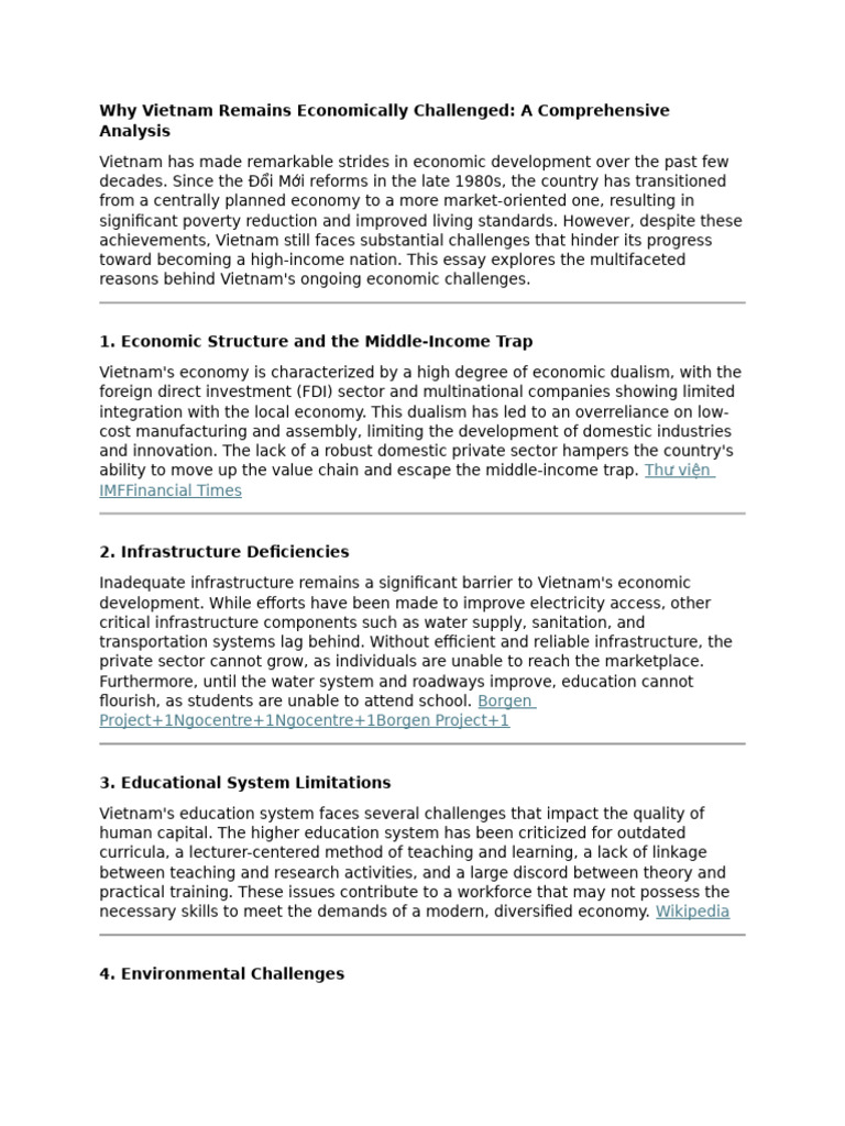 Vietnam's Economic Challenges Explained | PDF | Infrastructure | Vietnam