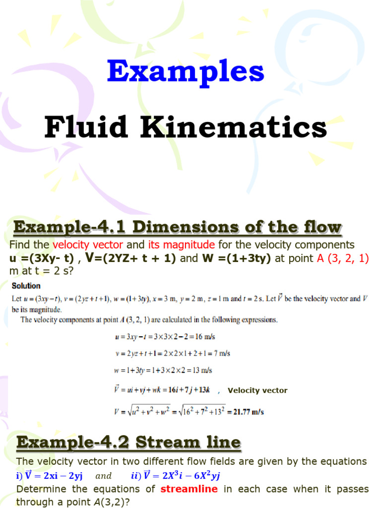 Chapter-4 Fluid Kinematics Example | PDF | Acceleration | Kinematics