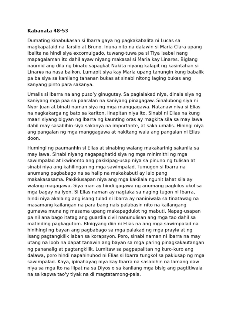 Noli Me Tangere Kabanata 48-53 Buod | PDF