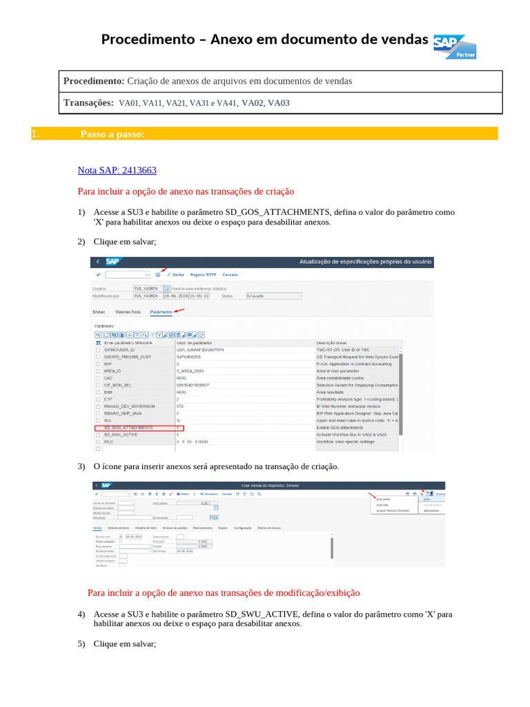 Incluir Anexos em Documentos de Vendas | PDF