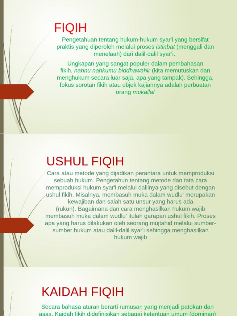 PENGERTIAN FIQIH, USHUL FIQIH, QAWAID FIQIH | PDF