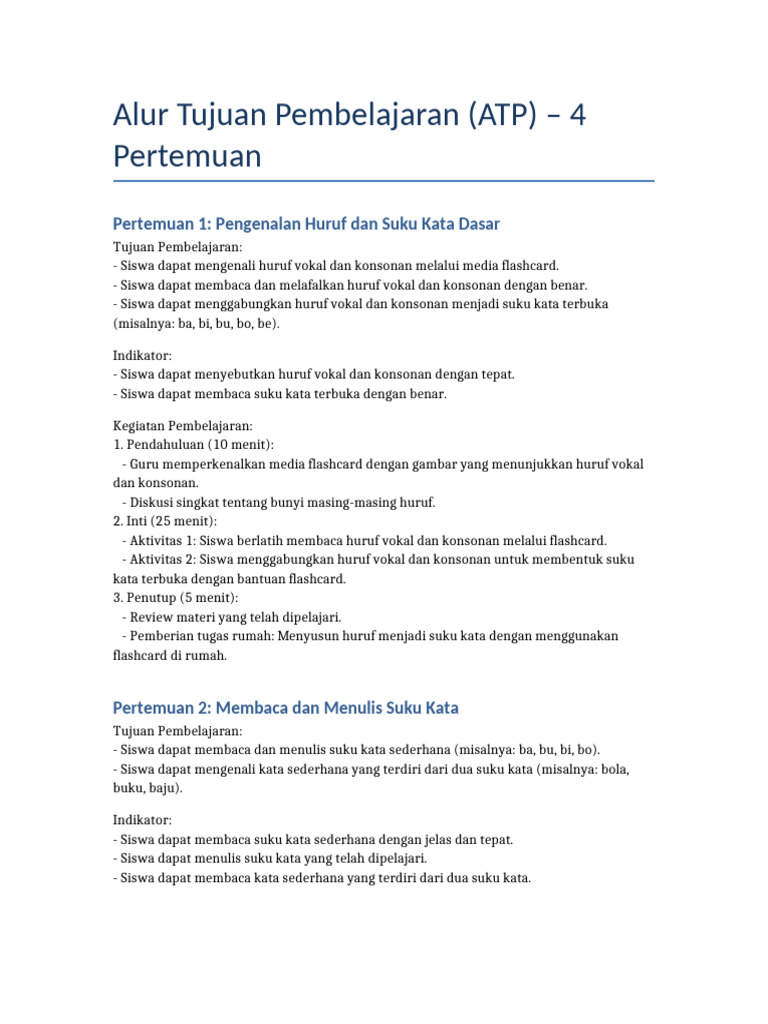 ATP Metode Silaba Flashcard | PDF