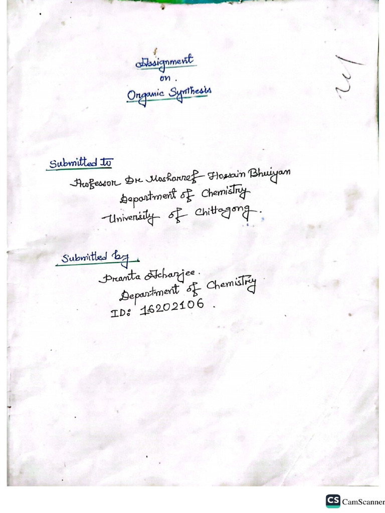 Organic Synthesis Sheet MHB | PDF