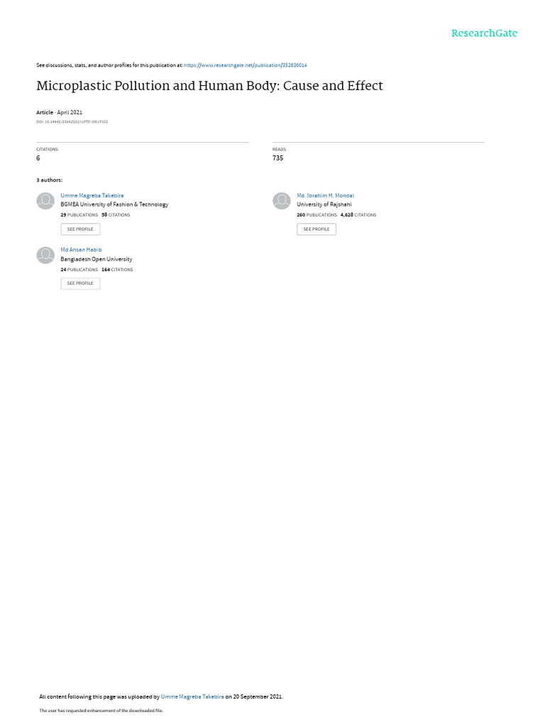 Microplastic Pollution and Human Body Cause and Ef | PDF | Plastic ...