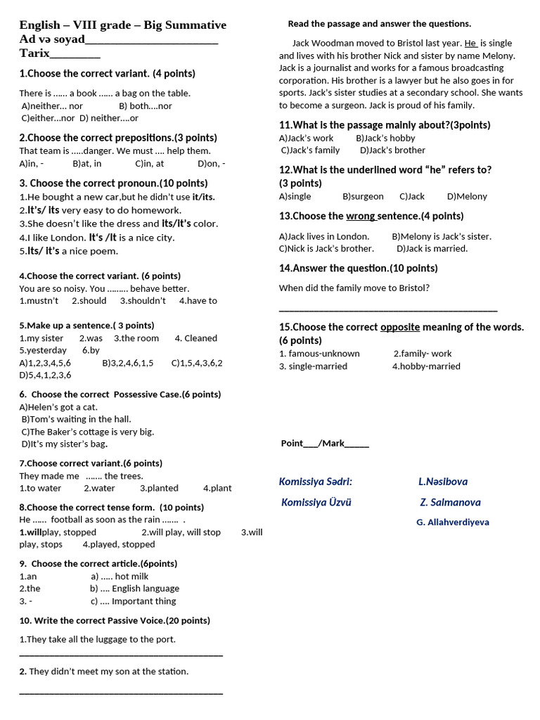 8 Form BSQ 1 A, B, C, D (2) - 1 | PDF | Languages | Foreign Language ...