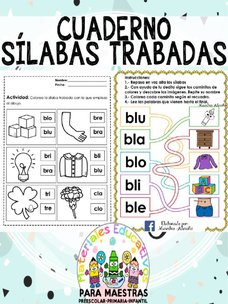 Cuaderno para Trabajar Sílabas Trabadas Por Materiales Educativos ...