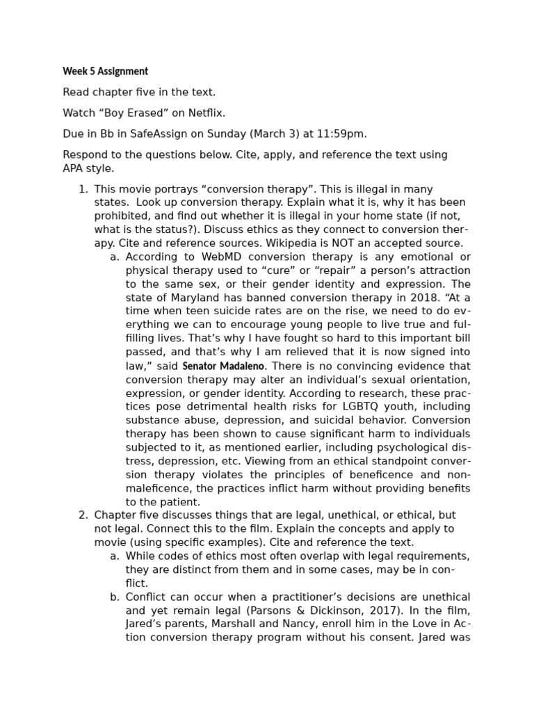 Week 5 Movie Assignment Boy Erased(1) 2 | PDF | Homosexuality | Consent