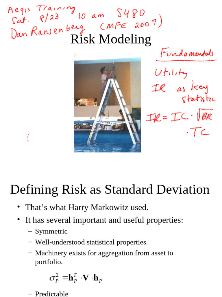 Risk Modeling Presented | PDF | Beta (Finance) | Capital Asset Pricing ...