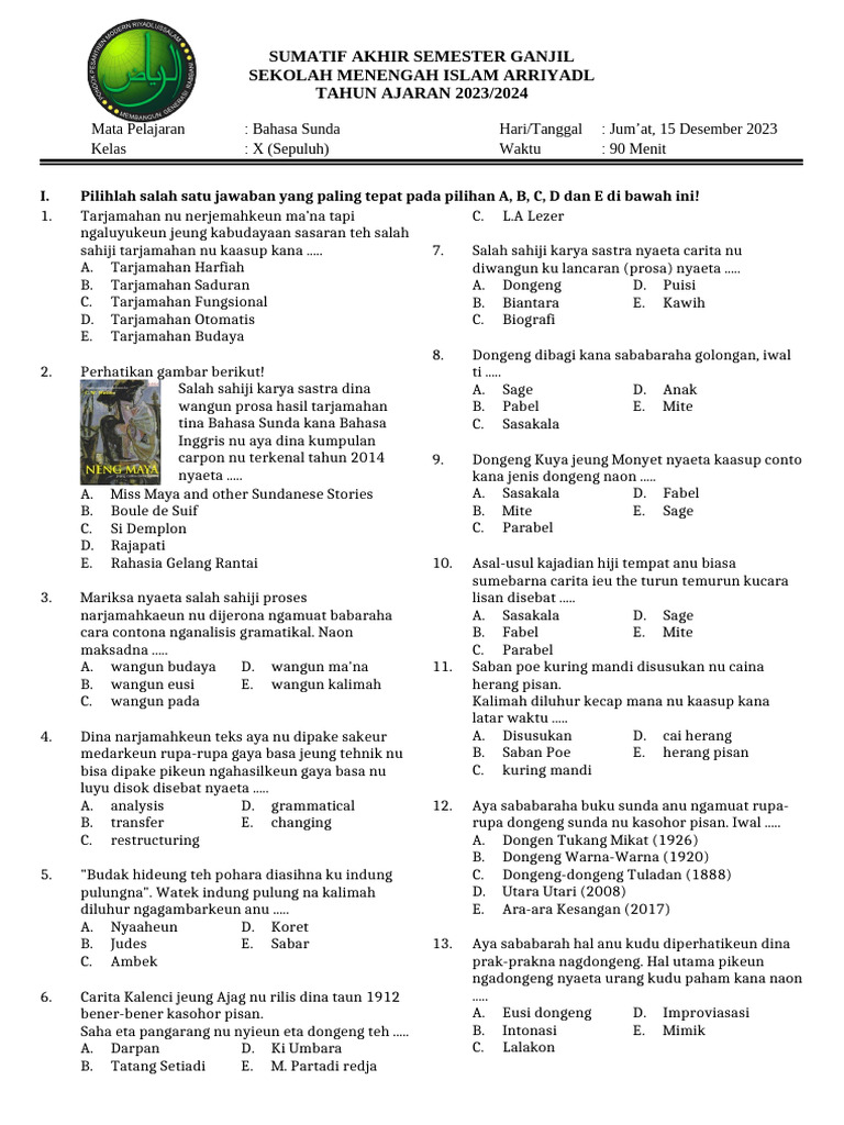 PAS Bhs Sunda X | PDF
