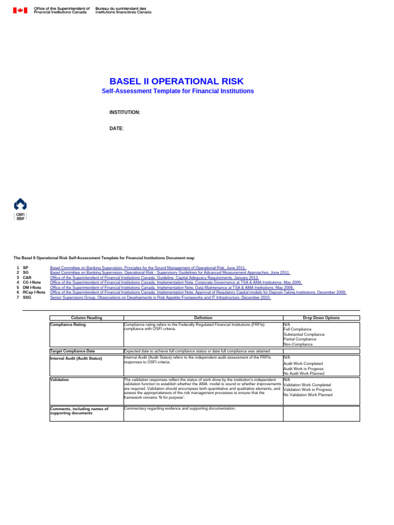 Self-Assessment Template for Financial Institutions | PDF | Risk ...