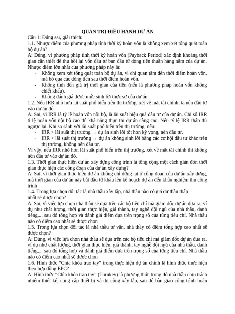 (QTDHDA) Tài liệu ôn thi v2 | PDF