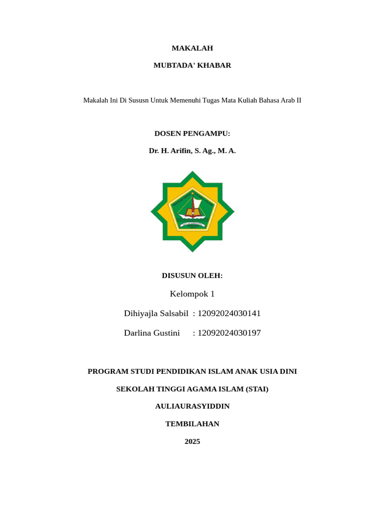 Makalah Mubtada Khabar | PDF