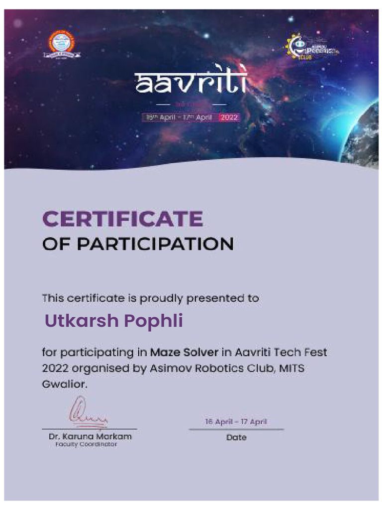 Utkarsh Pophli Certificate | PDF