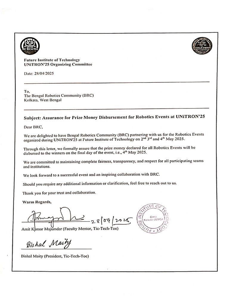Assurance Letter | PDF