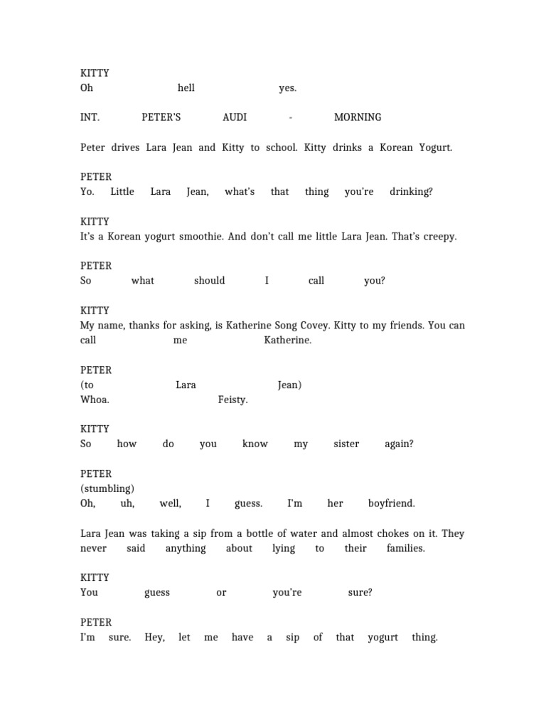 Peter LaraJean Kitty Dialogue Complete | PDF