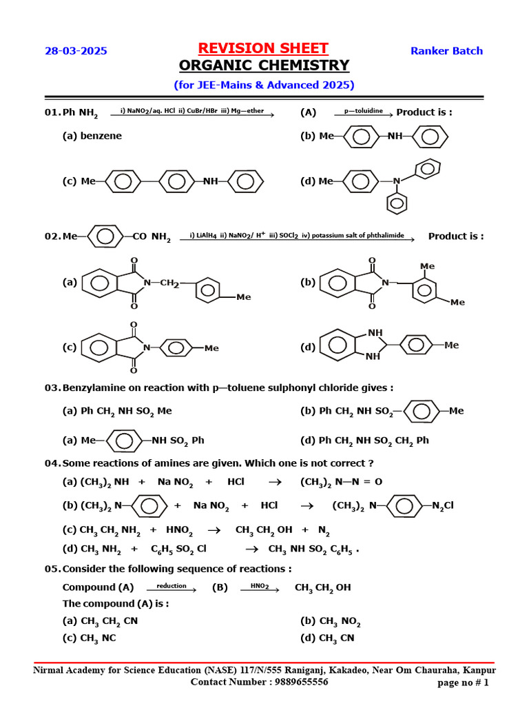 Revision Organic Chemistry 01 | PDF | Amine | Methyl Group