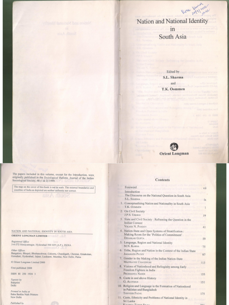 Nation and National Identity in South Asia | PDF