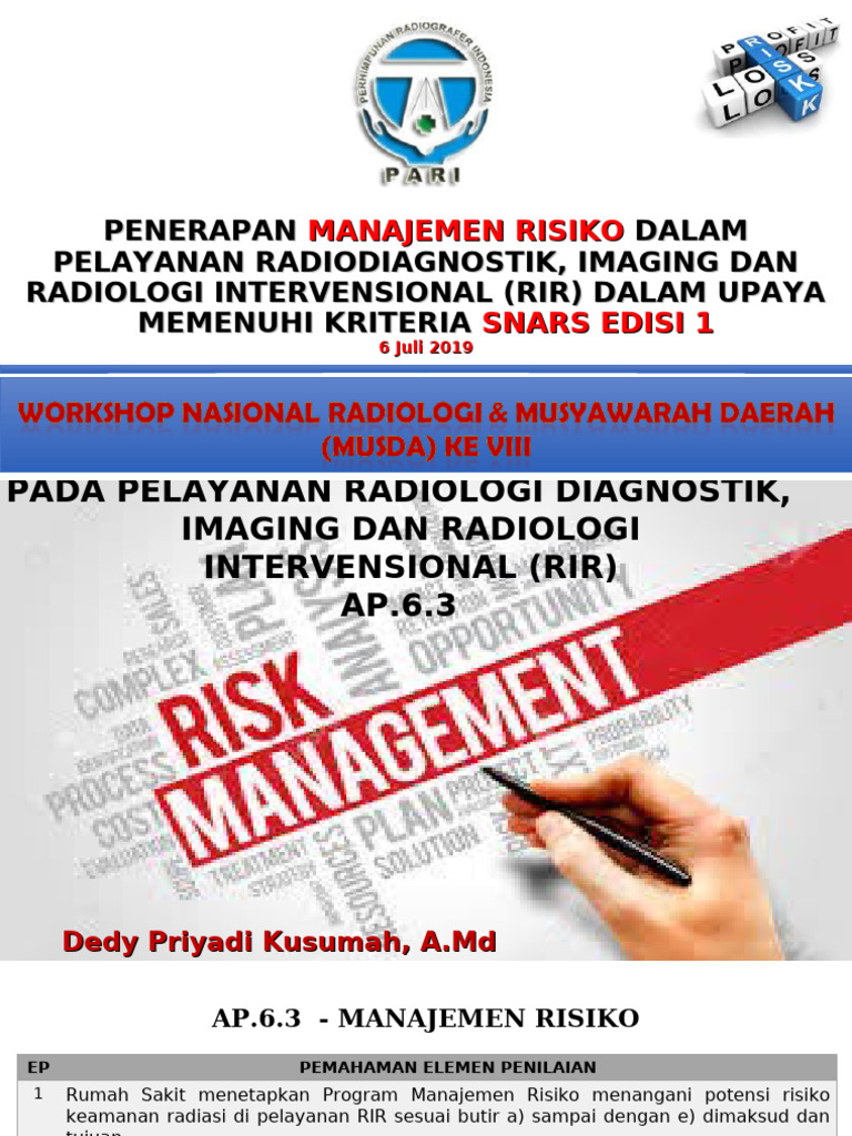 Manajemen Risiko Pelayanan RIR 2019 | PDF