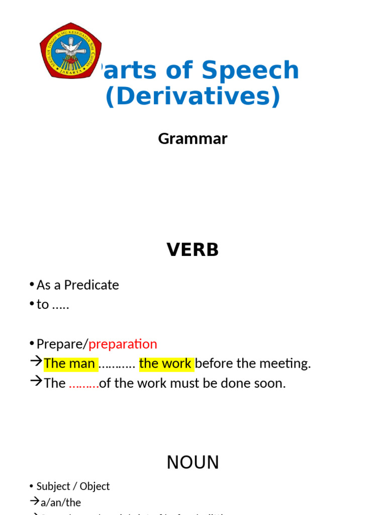 Understanding Parts of Speech and Derivatives | PDF | Adjective | Adverb