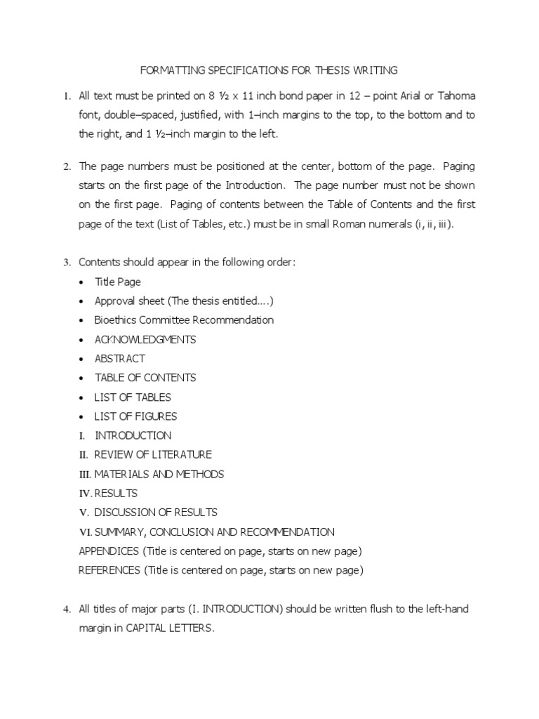 Thesis Writing Format | PDF | Thesis | Doctor Of Philosophy