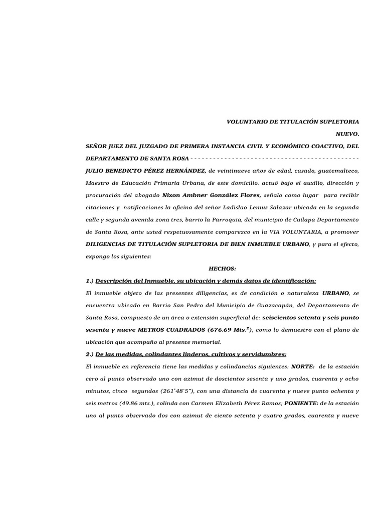 01. Titulacion Supletoria profe | PDF | Propiedad | Posesión (Ley)