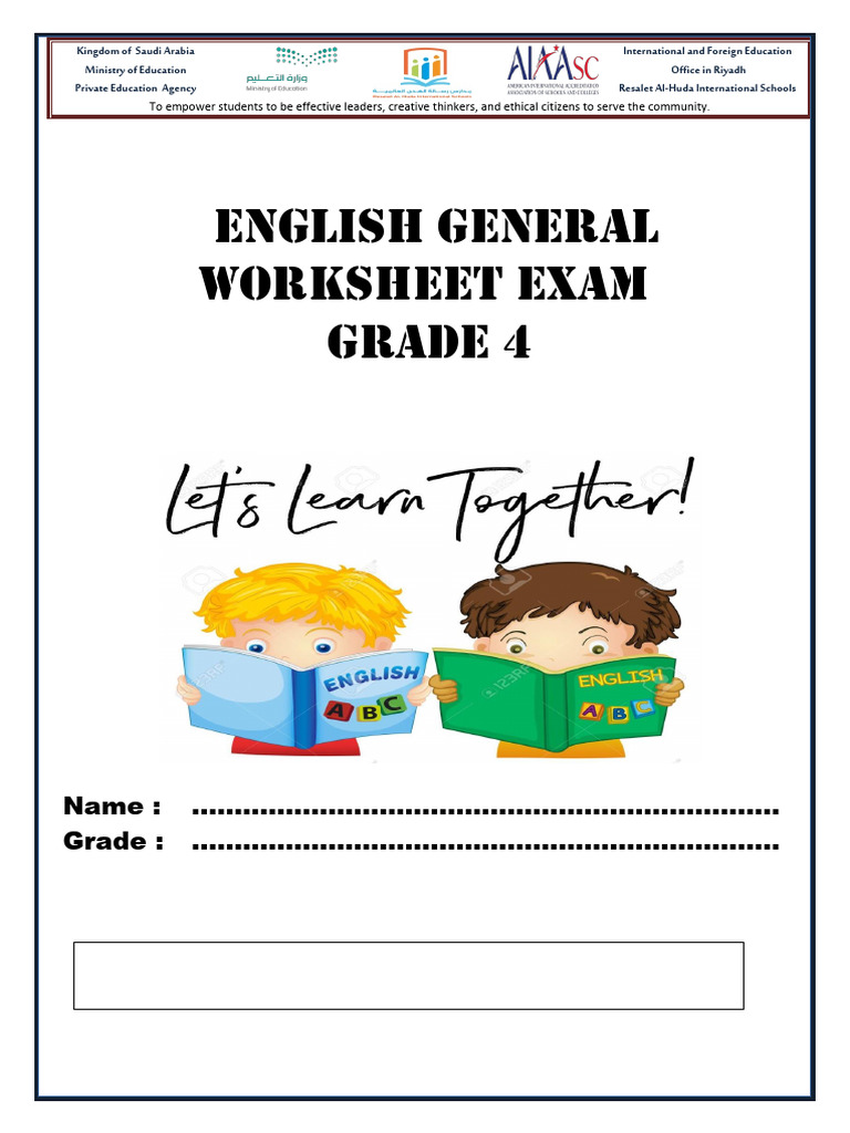 English General Worksheet 4 Exam UNSOLVE | PDF | Anansi | Pronoun