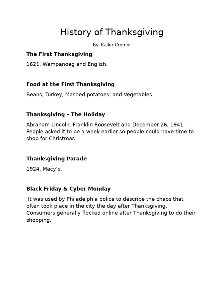 History of Thanksgiving | PDF