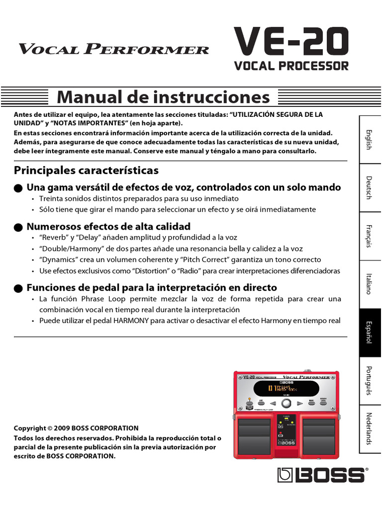 BOSS Ve-20 | PDF | Micrófono | Conector eléctrico