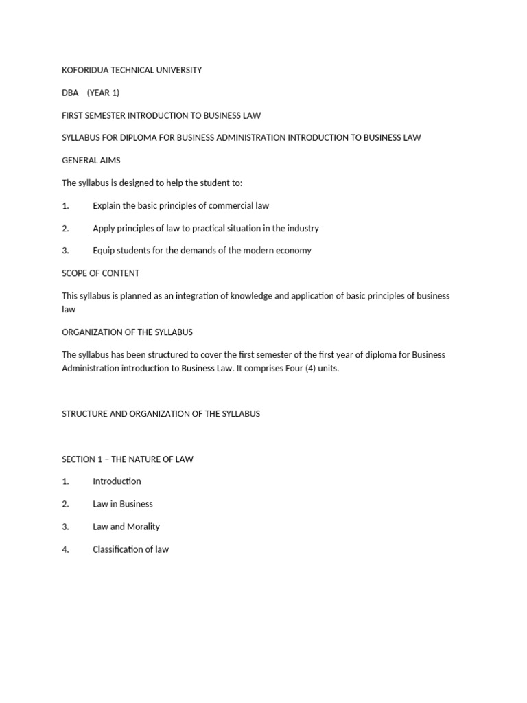 DBA 1 Syllabus | PDF