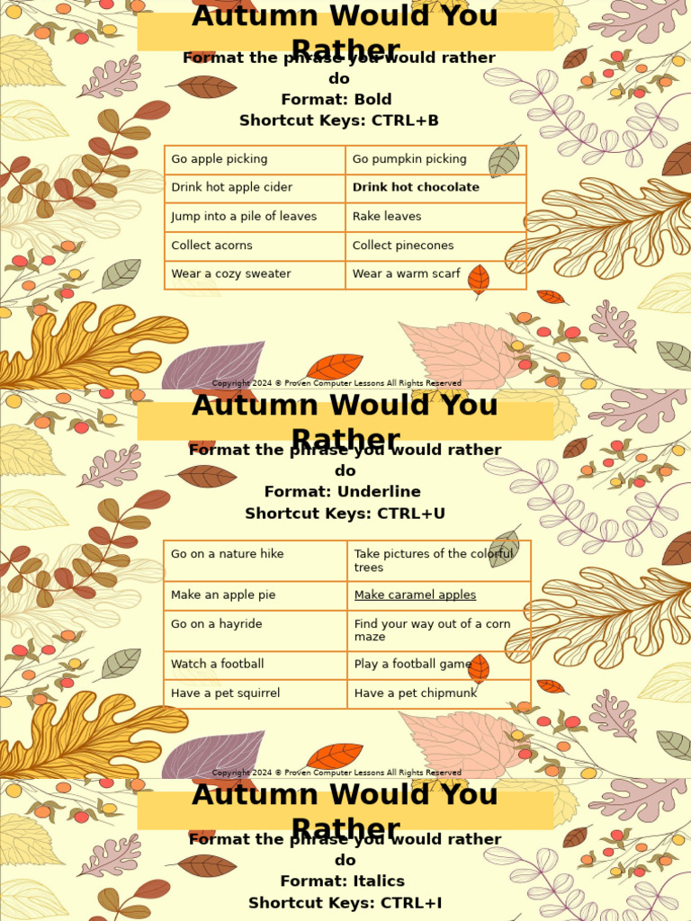 (Would You Rather) Copy of Autumn Would You Rather | PDF
