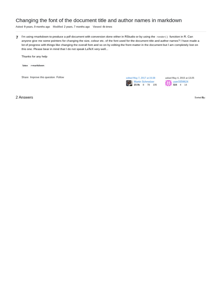 latex - Changing the font of the document title and author names in markdown - Stack Overflow | PDF