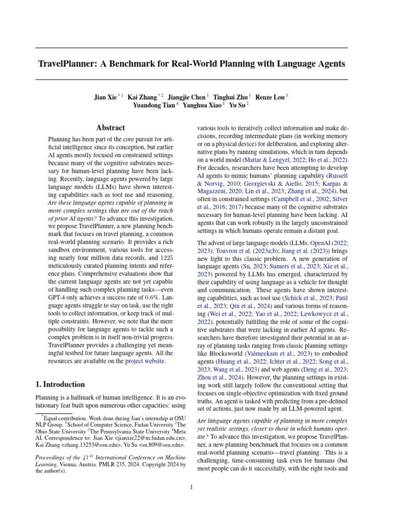 TravelPlanner: Benchmark for AI Planning | PDF | Databases | Artificial ...