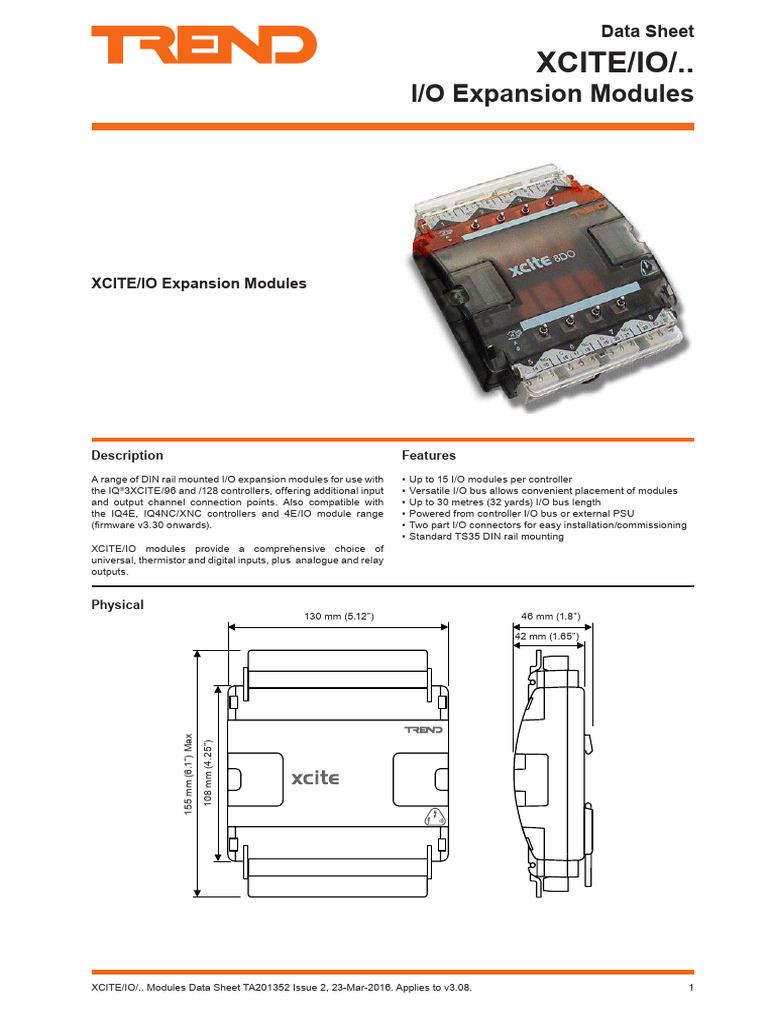 Lehuma Controls XCITE IO Expansion Modules | PDF | Field Effect ...