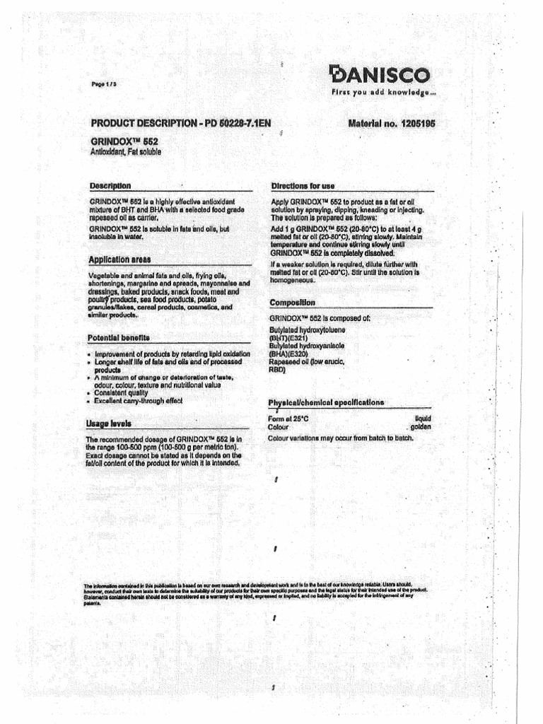 PD Sheet - Grindox 552 | PDF