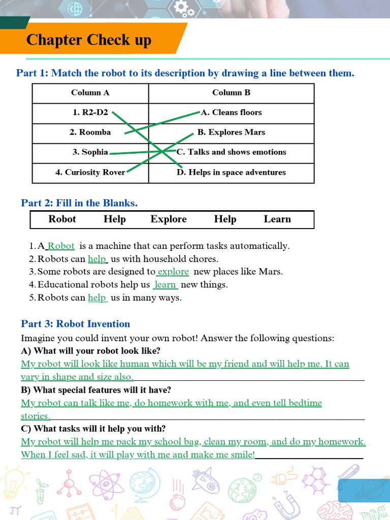 Class 1 - Chapter Checkup - Answer Key | PDF | Robot | Robotics